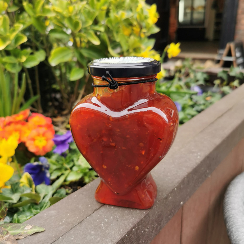 Tracklements Fresh Chilli Jam Heart Jar 350g - Zest for Taste